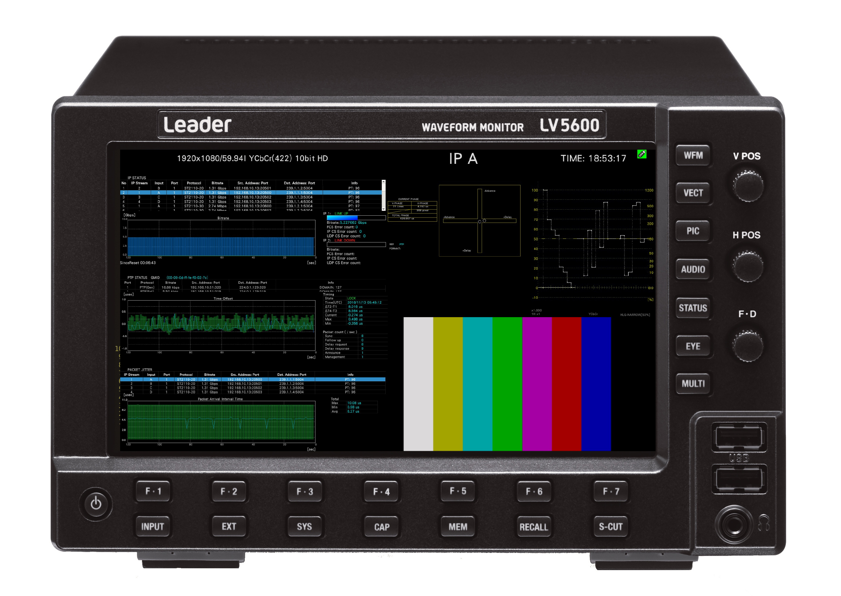 Leader ZEN-Series LV5600 True Hybrid IP/SDI Waveform Monitor and LV7600 ...